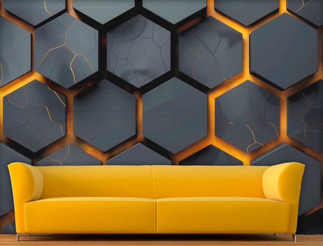 Abstract Decor Wallpaper Honeycomb Modern Wallpaper 3D Wallpaper - Etsy