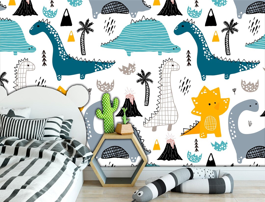 Animal Wallpaper Magic Dinosaurs Kids Room Decor Dinosaur Wallpaper - Etsy