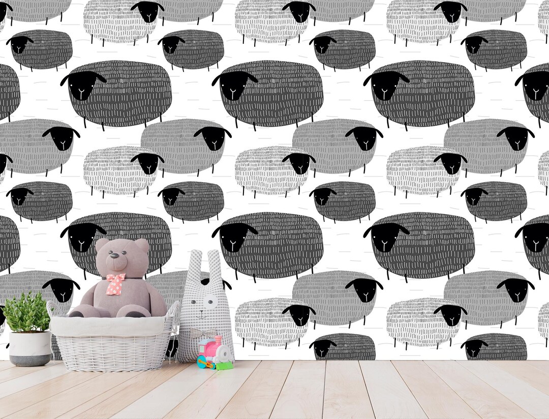 Sheep Wallpaper Animal Wallpaper Lamb Sheep on the Wall - Etsy