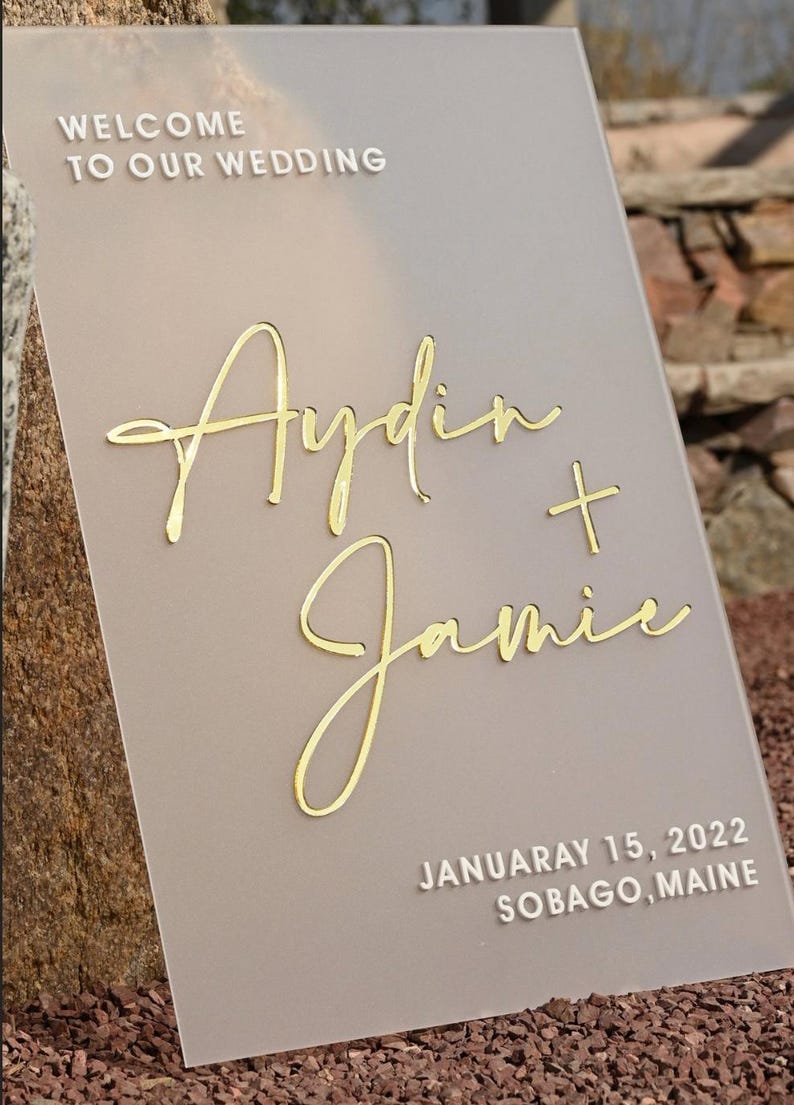 Frosted Acrylic Wedding Welcome Sign ,acrylic Welcome Sign, Wedding ...