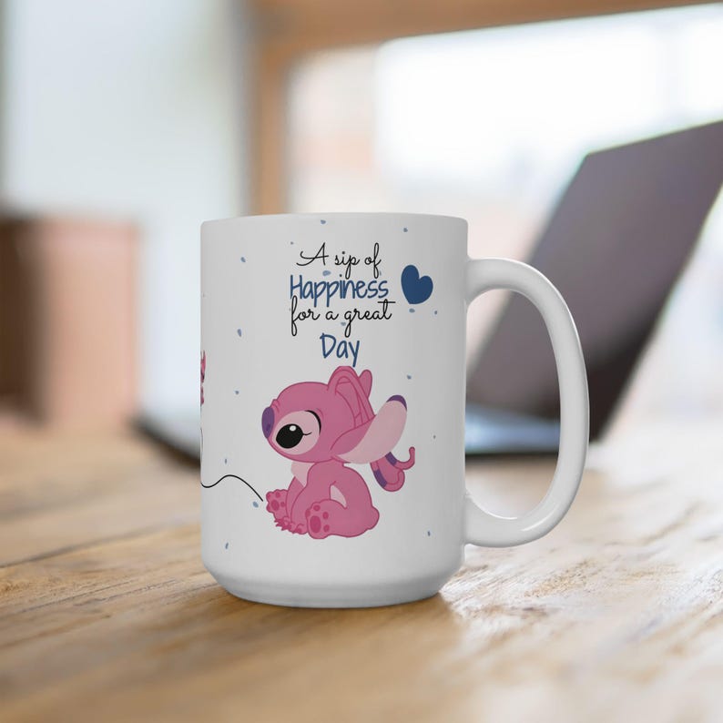 Stitch and Angel Ceramic Mug, Cute Custom Love Coffee Cup, Disney ...