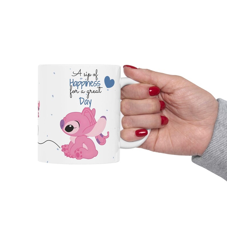 Stitch and Angel Ceramic Mug, Cute Custom Love Coffee Cup, Disney ...