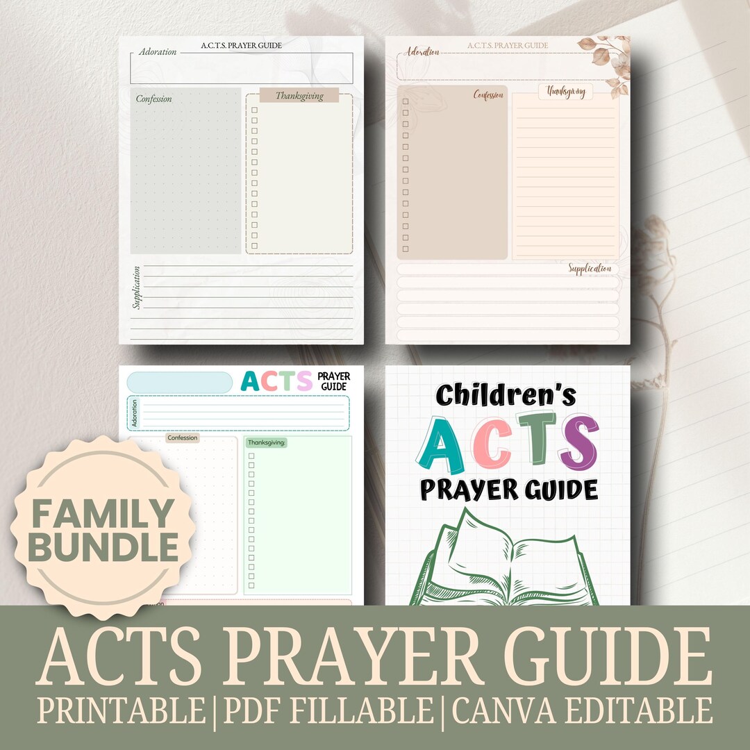 ACTS Prayer Guide Family Bundle Printable Template PDF Fillable Canva ...