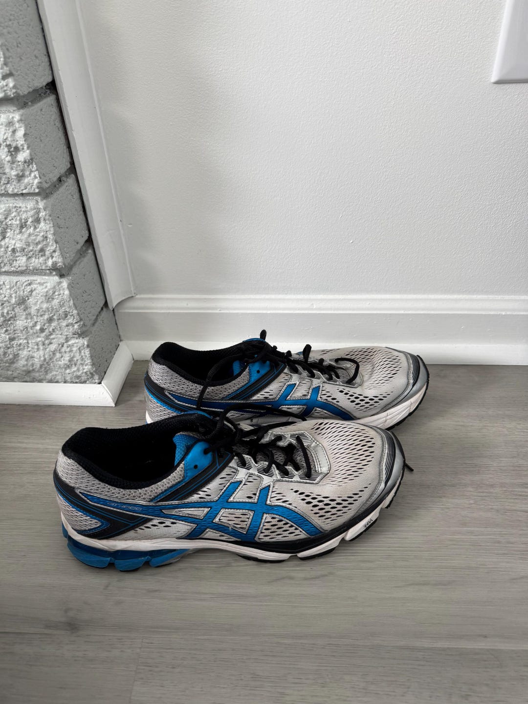 Nice Asics Mens GT 1000 4 T5A2N Silver Blue Running Sneakers Shoes Size ...