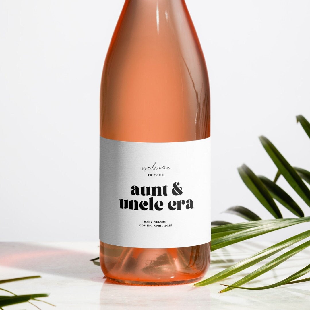 Aunt & Uncle Era Wine Bottle Label: Pregnancy Announcement (canva ...