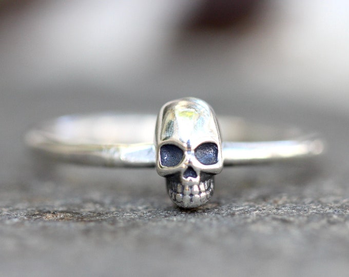 Silver Skull Ring Dainty Skull Ring Silver Skull Stacking Ring Tiny ...