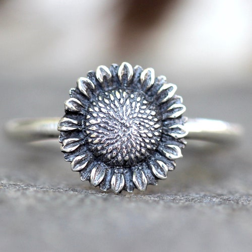 Sterling Silver Sunflower Ring Sunflower Jewelry Flower Ring | Etsy