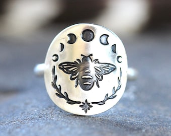 Silver Moon Ring Celestial Ring Moon Phase Ring Witch Ring Evil Eye ...