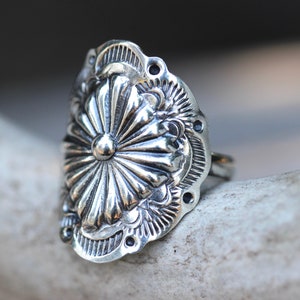 Silver Concho Ring Sterling Silver Shield Ring Southwestern Ring - Etsy