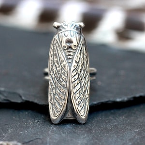 Silver Cicada Ring Sterling Silver Locust Ring Insect Ring Statement ...