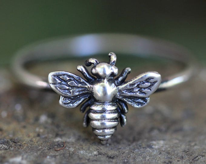 Silver Bee Ring Sterling Silver Stacking Rings Bee Ring Silver Rings ...