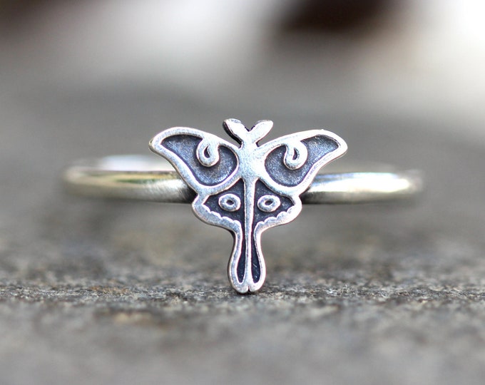 Silver Luna Moth Ring Luna Moth Jewelry Sterling Silver Moth Ring Insect Ring Entomology Ring ...