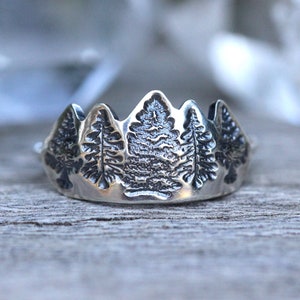Sterling Silver Tree Ring Mountain Ring Forest Ring Nature Lover ...