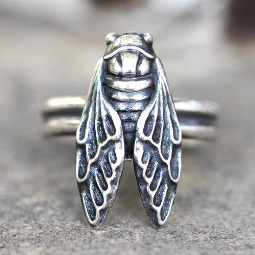 Silver Cicada Ring Sterling Silver Insect Ring Witch Ring Bug | Etsy
