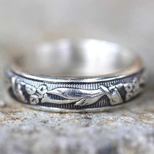 Silver Stacking Ring Sterling Silver Ring Band Vintage Style - Etsy