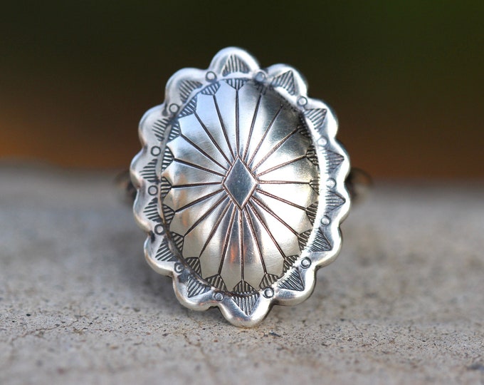 Sterling Silver Concho Ring Sterling Silver Statement Ring Southwestern ...