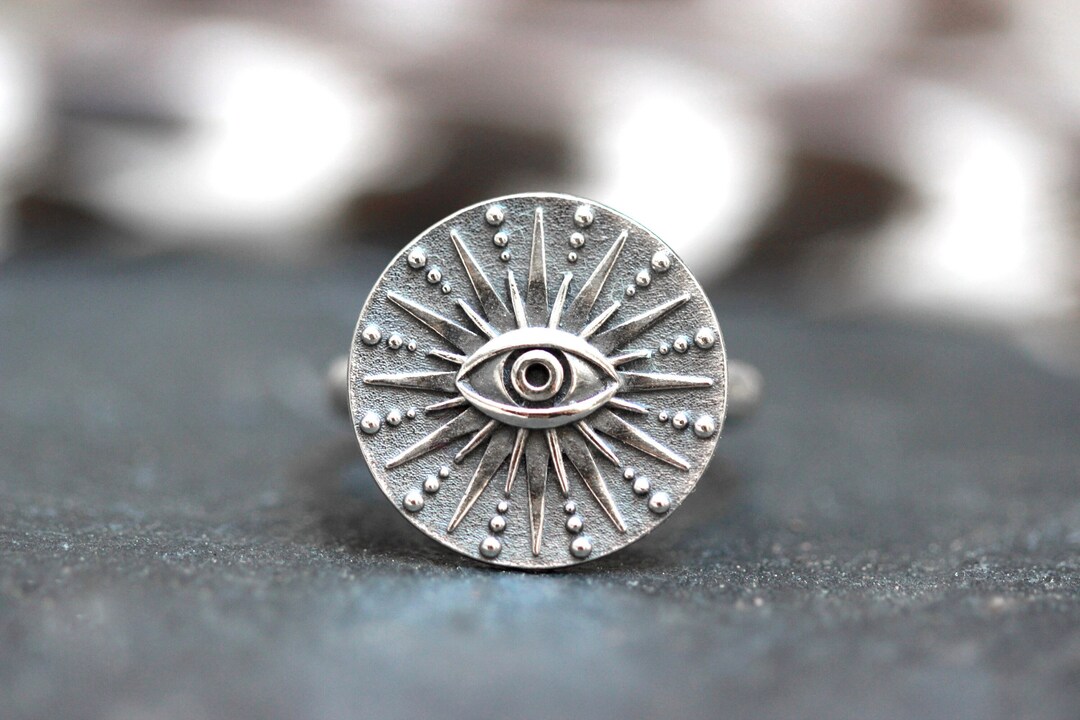 Eye Ring Sterling Silver Evil Eye Ring All Seeing Eye Ring Evil Eye ...
