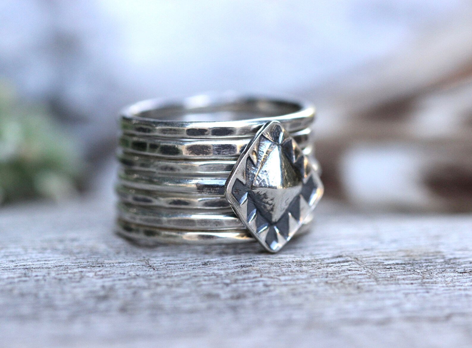 Geometric Ring Silver Stacking Ring Silver Ring Silver | Etsy