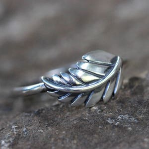Silver Leaf Ring Sterling Silver Stacking Ring Nature Ring Cottagecore ...