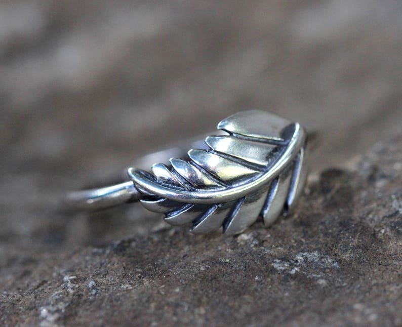 Silver Leaf Ring Sterling Silver Stacking Ring Nature Ring | Etsy