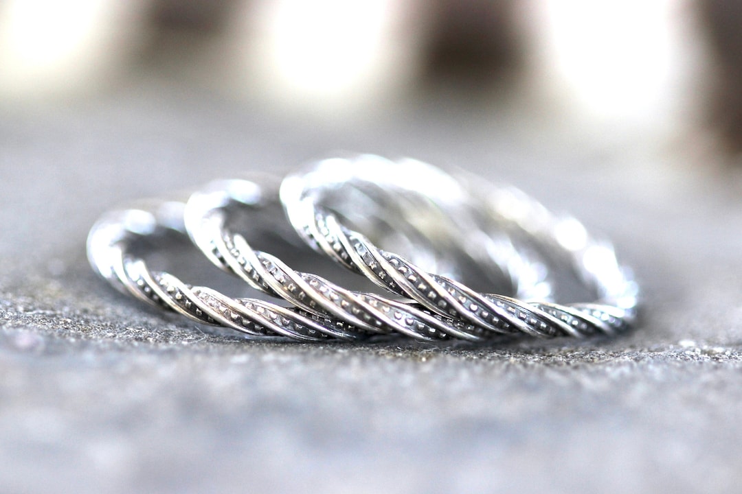 Sterling Silver Stacking Ring Twisted Ring Braided Rope Ring Twist Rope ...