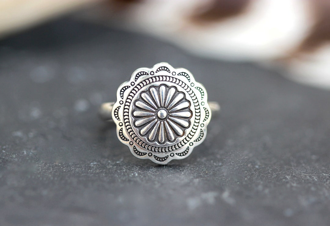 Silver Concho Ring Sterling Silver Southwest Ring Western Ring Concho ...