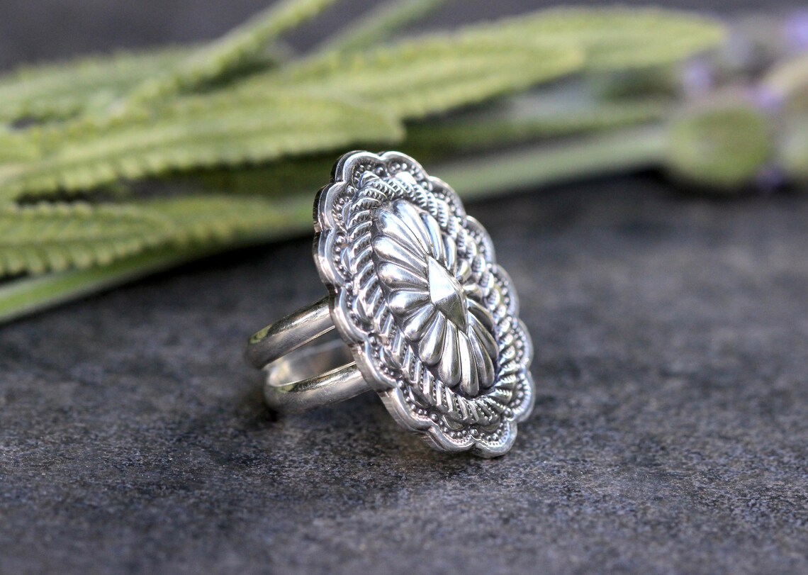 Sterling Silver Concho Ring Sterling Silver Statement Ring Southwestern ...