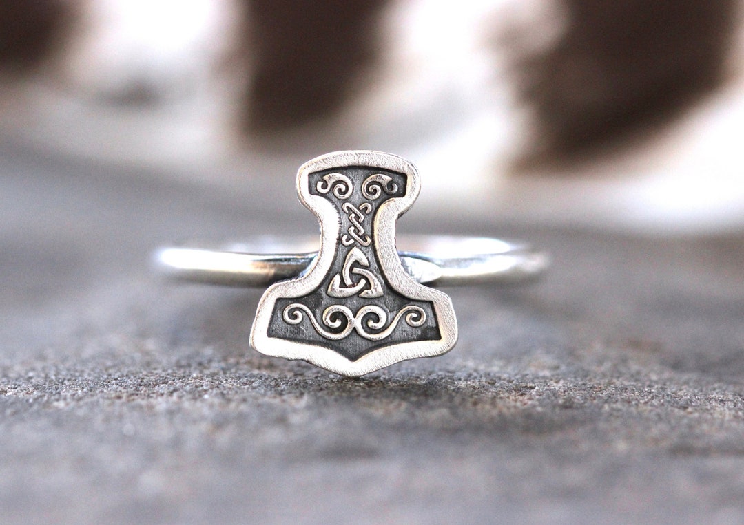 Norse Ring Viking Ring Sterling Silver Celtic Ring Thors Hammer Ring ...