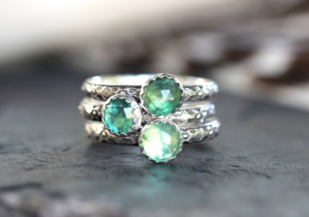 Green Kyanite Ring Sterling Silver One Ring Kyanite Stacking Ring Lime ...