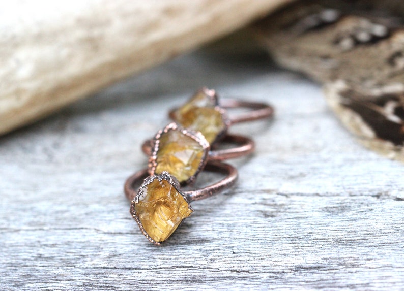 Raw Citrine Ring Raw Stone Ring Electroformed Jewelry Raw | Etsy