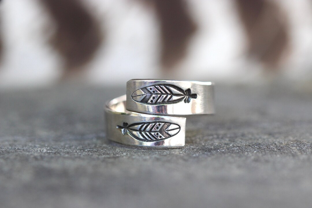 Feather Ring Sterling Silver Feather Ring Adjustable Ring Wrap Ring ...