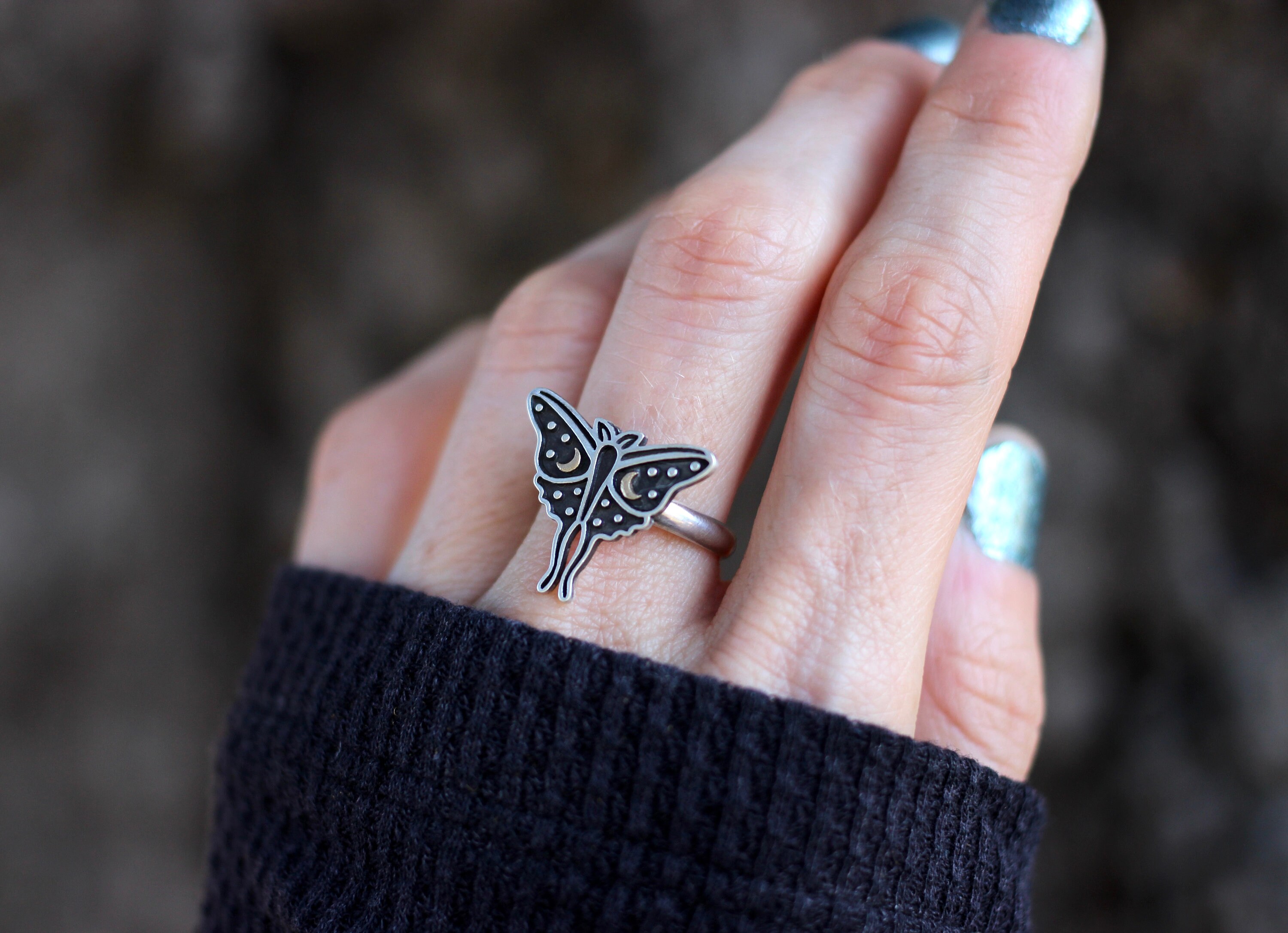 Silver Luna Moth Ring Luna Moth Jewelry Sterling Silver Moth | Etsy