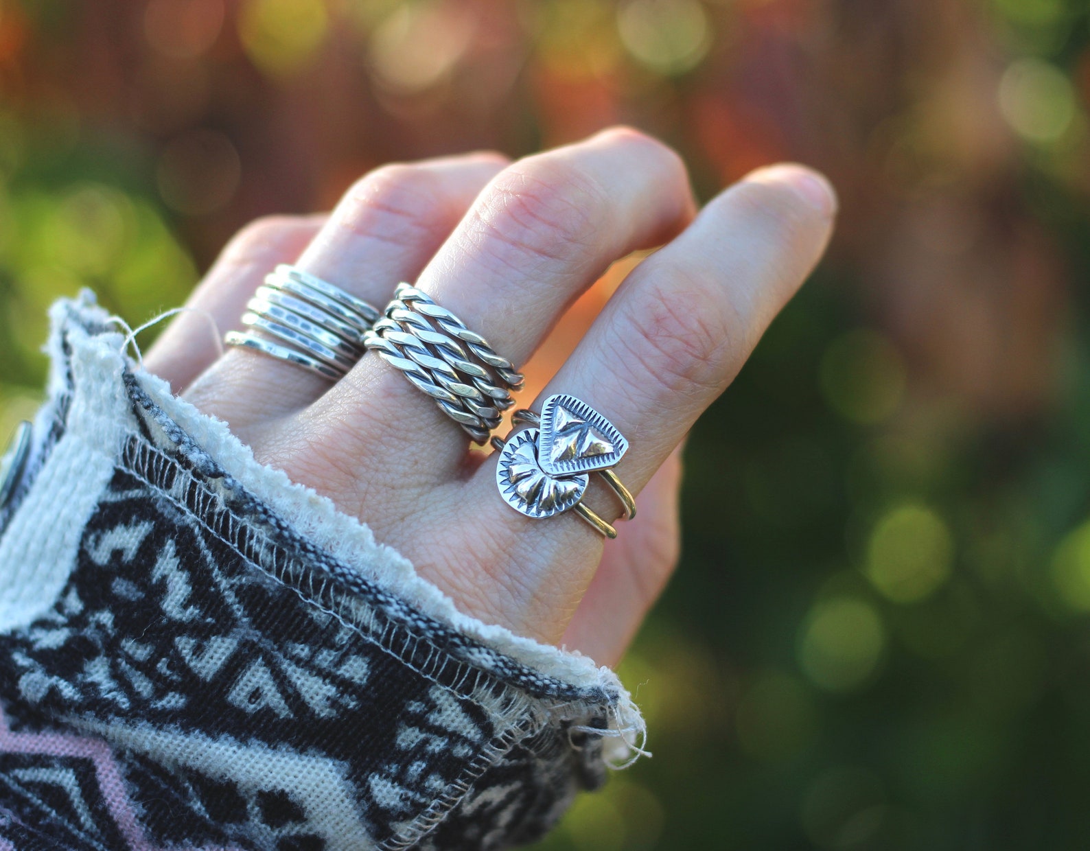 Triangle Ring Silver Stacking Ring Silver Ring Silver Bohemian - Etsy