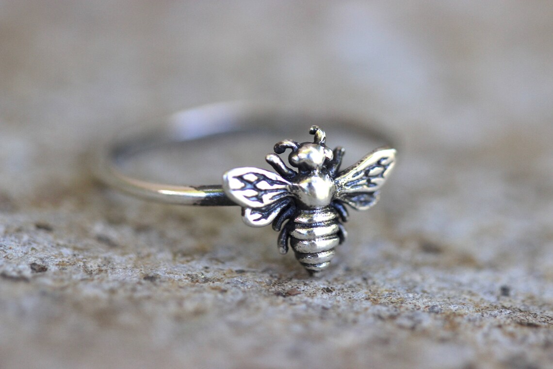 Silver Bee Ring Sterling Silver Stacking Rings Bee Ring Silver | Etsy