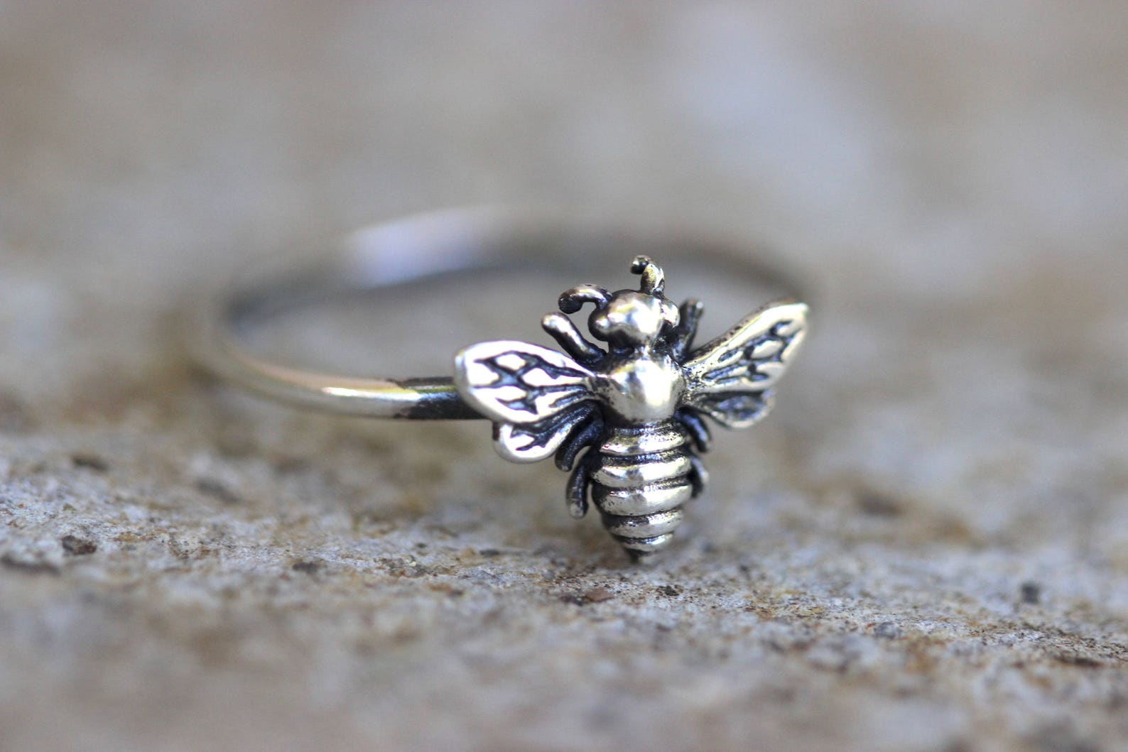 Silver Bee Ring Sterling Silver Stacking Rings Bee Ring Silver - Etsy
