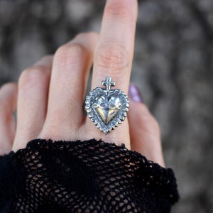 Sacred Heart Ring Sterling Silver Sacred Heart of Jesus Milagro Ring ...
