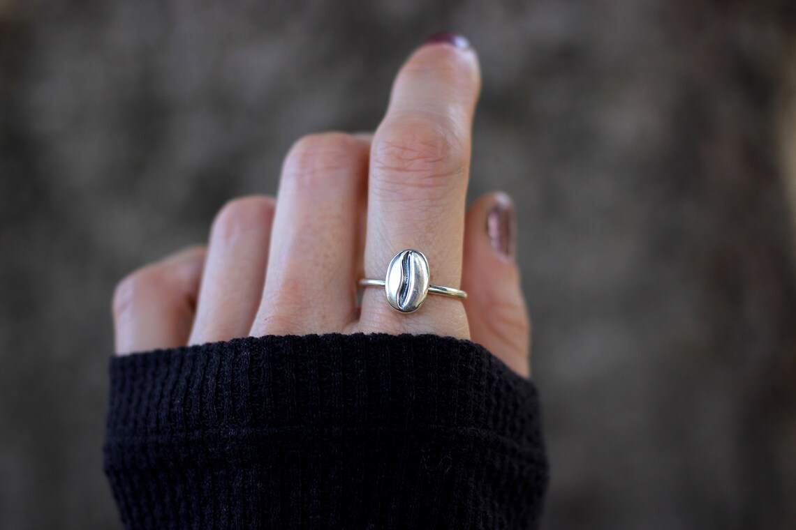 Sterling Silver Coffee Bean Ring Coffee Lover Gift Barista Gift Coffee ...