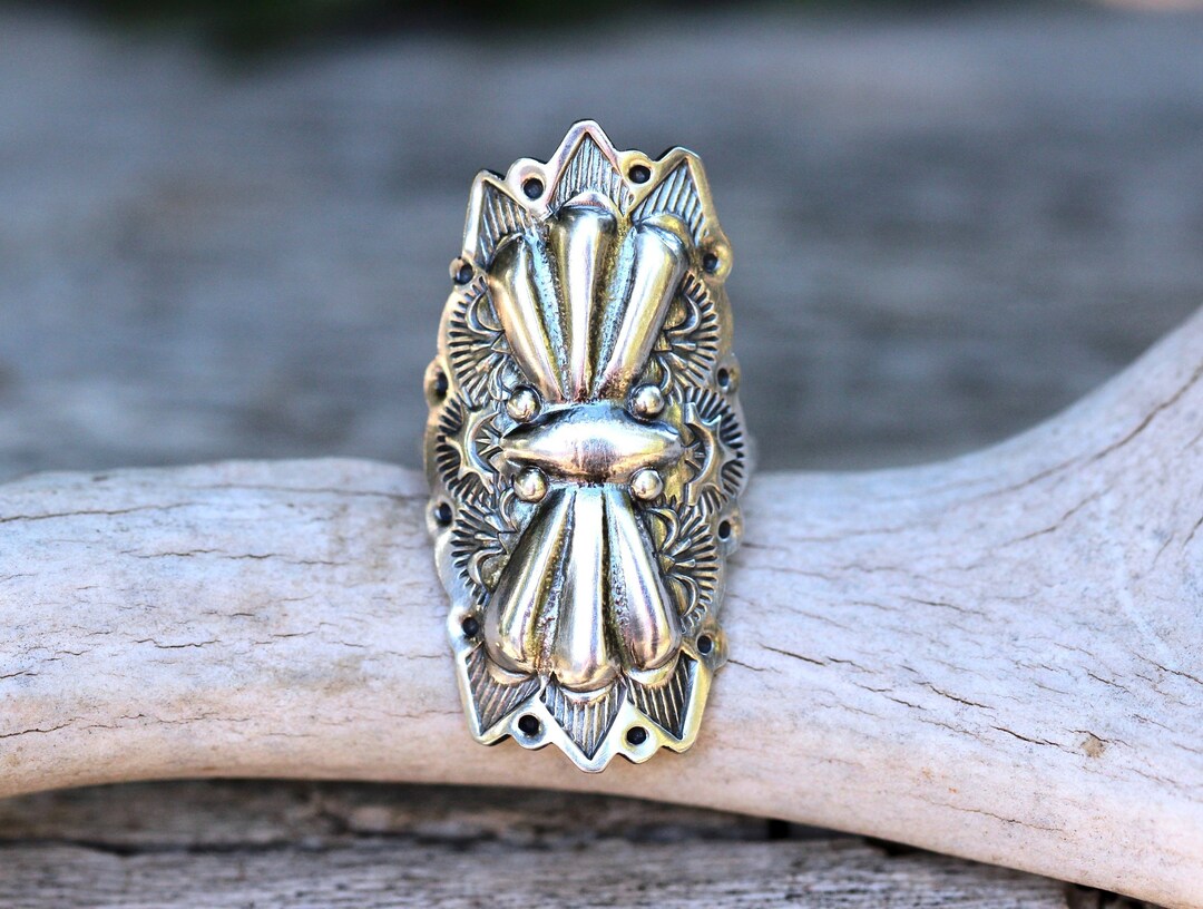 Sterling Silver Concho Ring Silver Shield Ring Butterfly Concho Ring ...