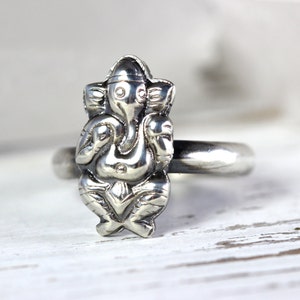Sterling Silver Ganesh Ring Ganesha Ring Sterling Silver Stacking Ring Yoga Jewelry’s Yoga Ring ...