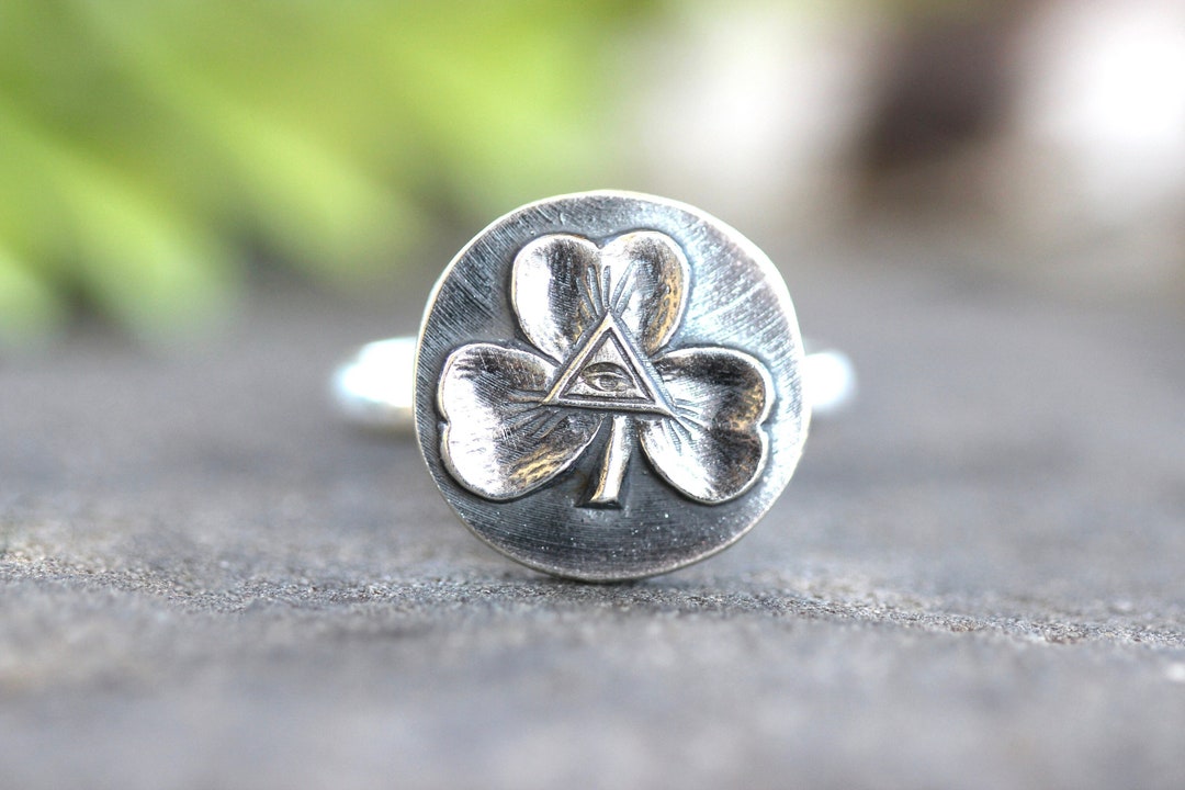 Sterling Silver Irish Ring Celtic Ring Shamrock Ring Clover Ring Druid ...