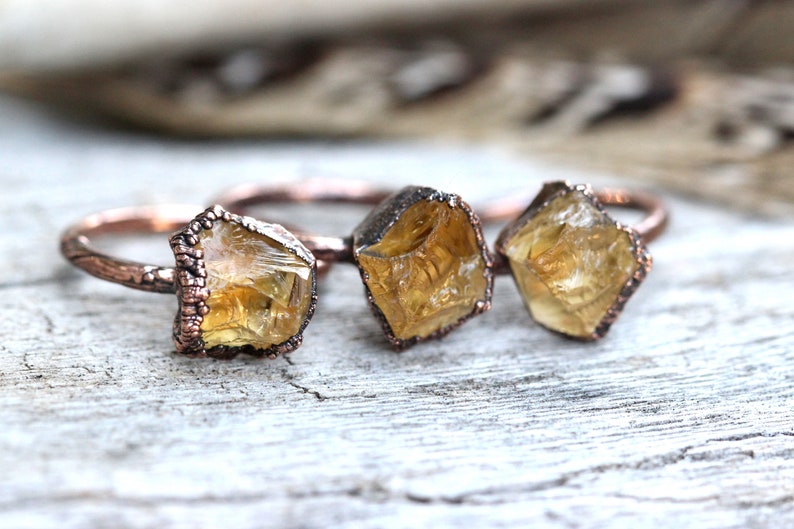 Raw Citrine Ring Raw Stone Ring Electroformed Jewelry Raw | Etsy
