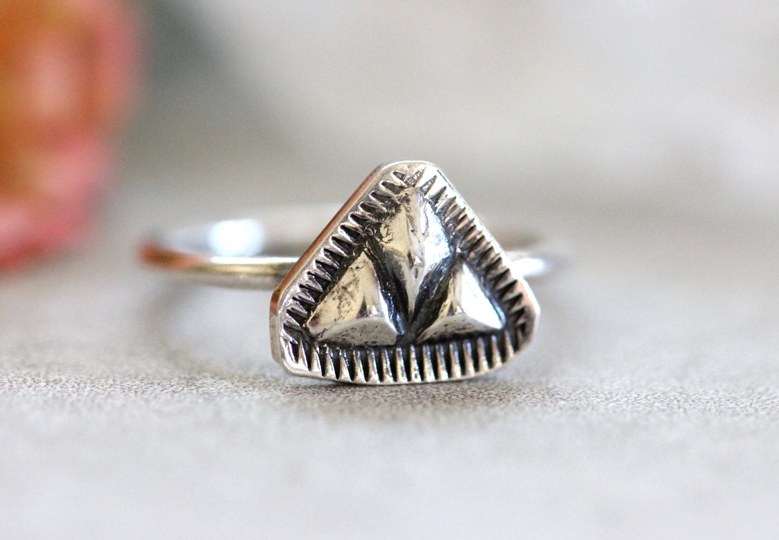 Triangle Ring Silver Stacking Ring Silver Ring Silver Bohemian - Etsy