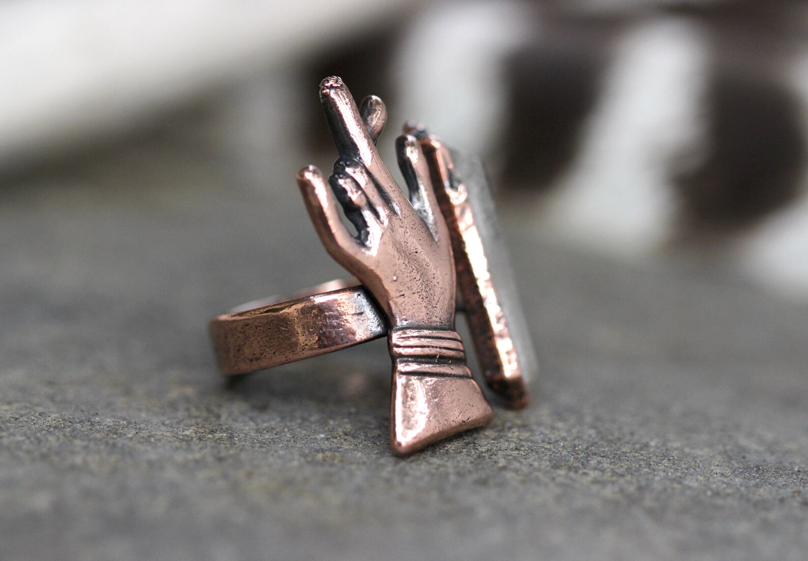 Raw Crystal Ring Witch Ring Tarot Ring Raw Stone Ring Magic Hands Ring ...