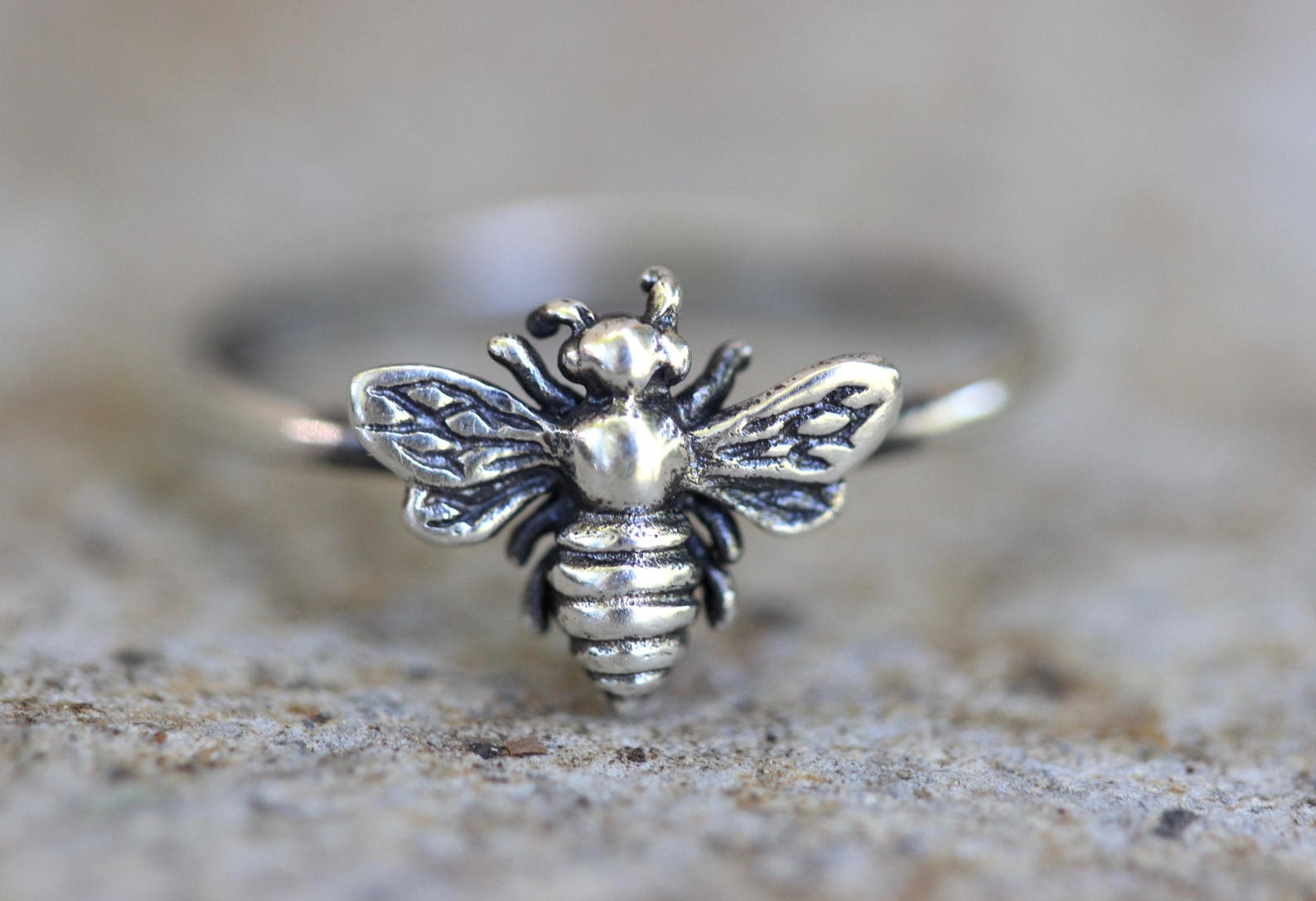 Silver Bee Ring Sterling Silver Stacking Rings Bee Ring Silver - Etsy