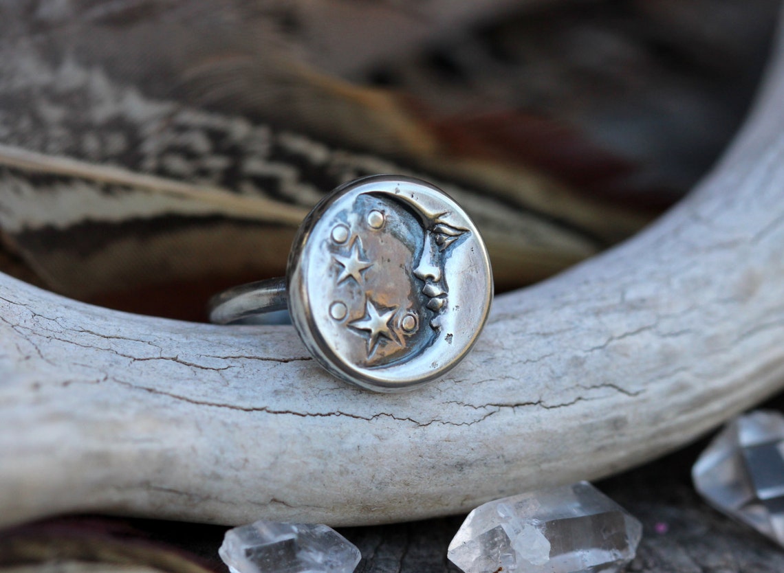 Silver Moon Ring Moon Jewelry Celestial Jewelry Sterling - Etsy