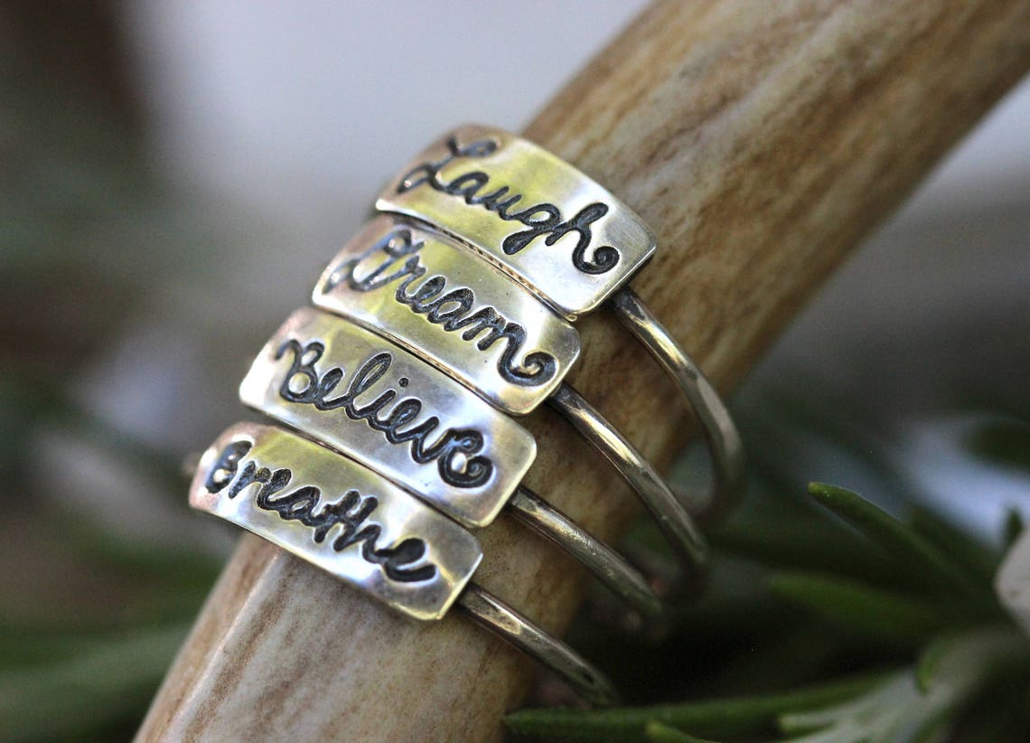 Silver Word Rings Breathe Ring Word Rings Just Breathe - Etsy