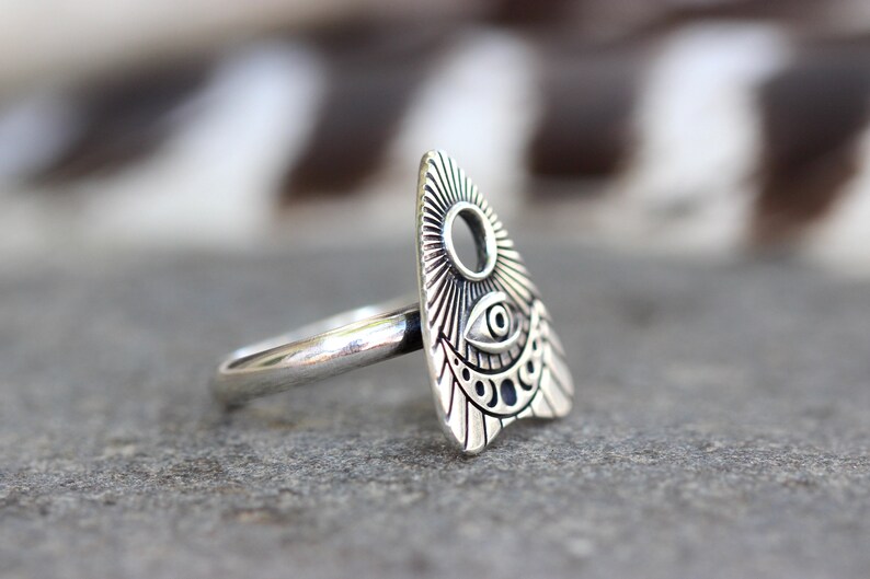 Planchette Ring Sterling Silver Witch Ring Celestial Ring Evil Eye Ring ...