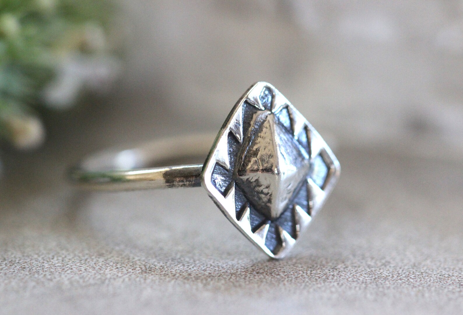 Geometric Ring Silver Stacking Ring Silver Ring Silver | Etsy