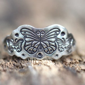 Sterling Silver Butterfly Ring Nature Ring Silver Stacking Ring Monarch ...