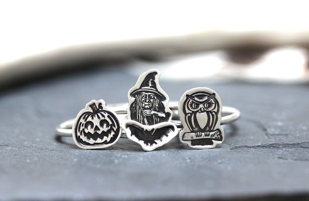 Halloween Ring Sterling Silver Halloween Jewelry Skull Ring Coffin Ring ...